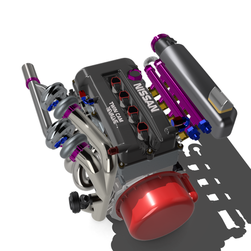 💶 Motor SR20 x4 combos ITB Turbo Twin Turbo・Archivo STL para Impresión ...