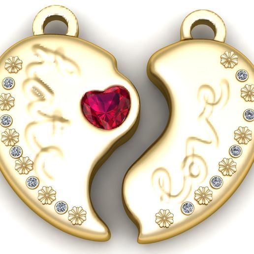 STL file BROKEN HEART RUBY PENDANT 3D PRINTABLE MODEL 💜 (OBJ)・3D ...