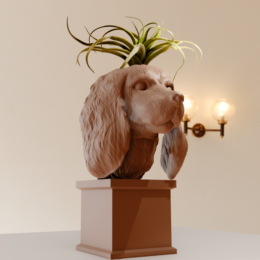 STL file cocker spaniel bust planter pot flower vase stl 👤 ・3D printer ...