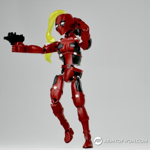 👾 Lady Deadpool print-in-place flexi toy・ 3MF File for 3D printing・Cults
