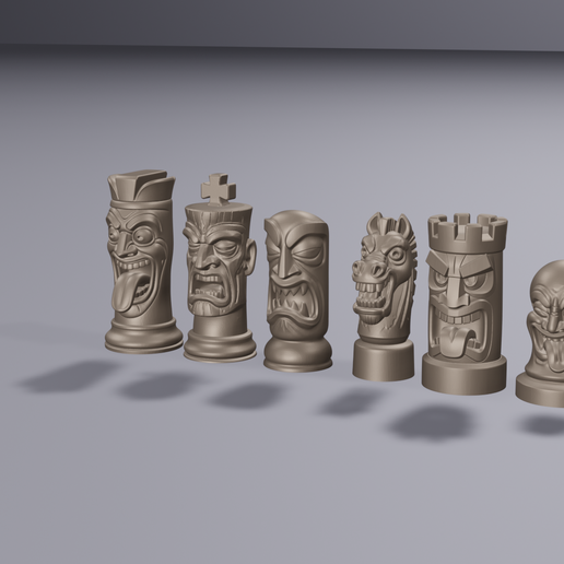 ♟️ Tiki Chess Set・ STL File for 3D printing・Cults