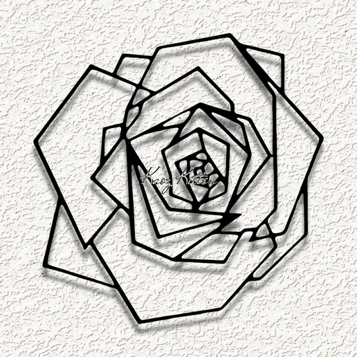 🌹 geometric rose WALL ART HOME DECOR・Fichier STL pour Impression 3D・Cults