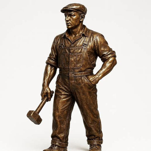 👨 Printable Worker Man Statue Figure STL OBJ 3D Model・ STL File for 3D ...