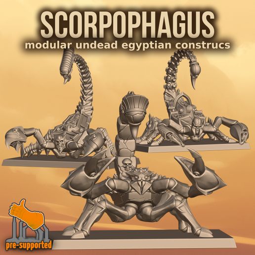 👴 Scorpophagus - Modular Undead Egyptian Constructs・ STL File for 3D printing・Cults