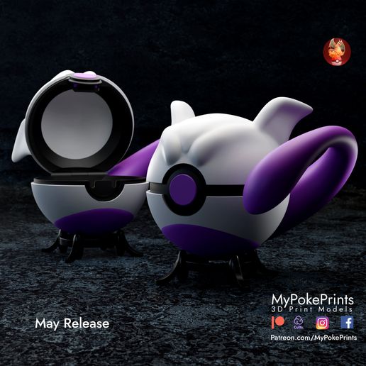 🧸 Mewtwo ball - functional・ 3D File for ・Cults
