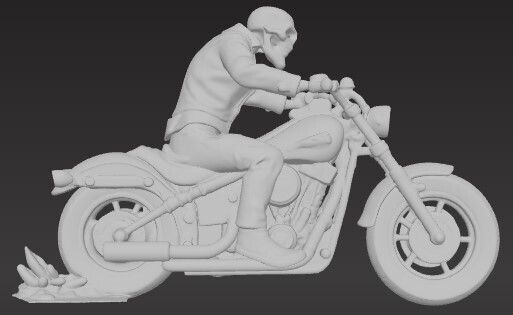 💀 Skeleton Rider on Chopper Motorcycle (STL Format)・ STL File for 3D ...