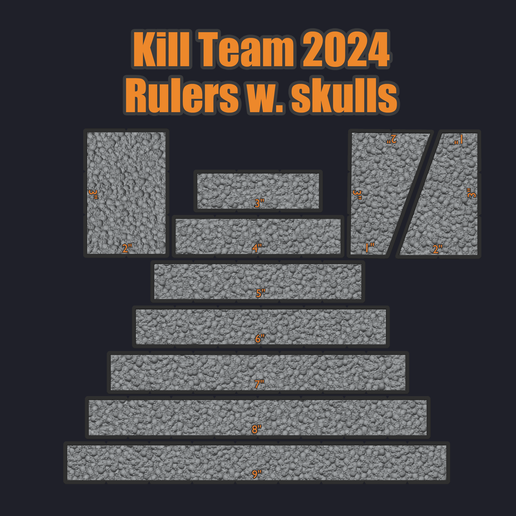 💀 Kill Team 2024 Rulers (Skulls)・Free STL File for 3D printing・Cults
