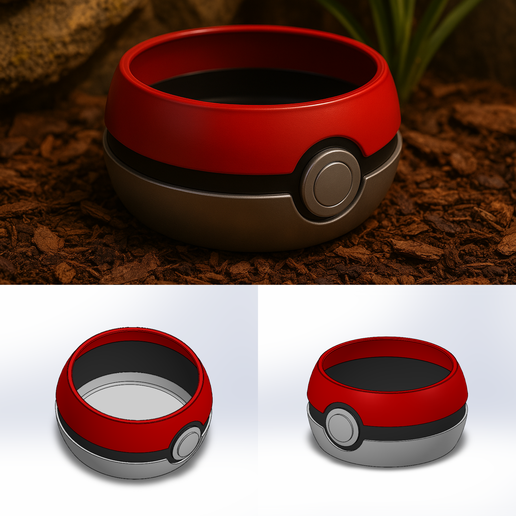🥣 Reptile Bowl – Pokeball・ STL File for 3D printing・Cults