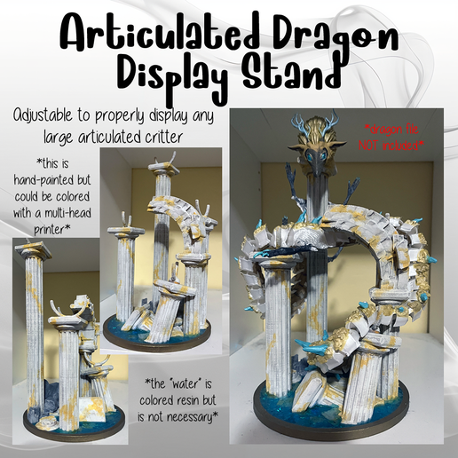 🐉 Articulated Dragon Display Stand・ STL File for 3D printing・Cults