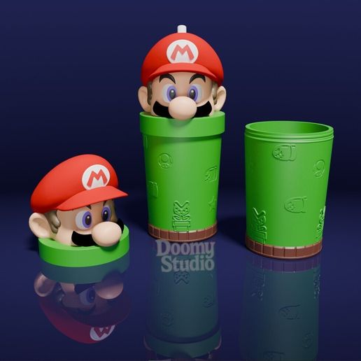 👓 Mario Bros Tumbler・ STL File for 3D printing・Cults