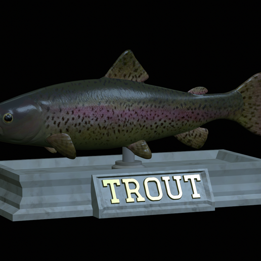 🐠 fish rainbow trout / Oncorhynchus mykiss statue detailed texture for ...