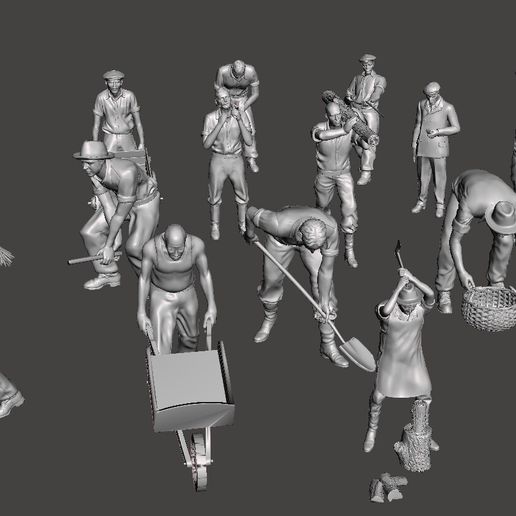 🧑‍🔧 STL SET 20 UNITS WORKERS・ STL File for 3D printing・Cults