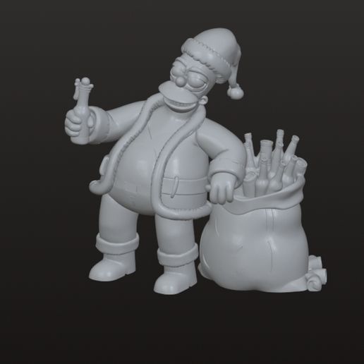 🎅 Homero Santa Claus – Figura STL de Navidad con saco de cerveza ...