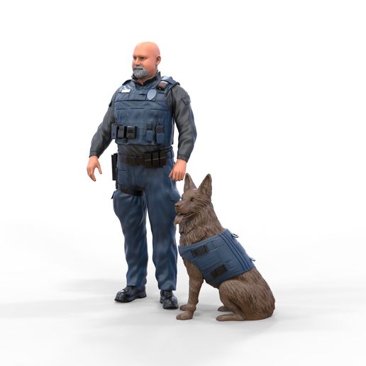🚓 K9 police officer with dog・ STL File for ・Cults
