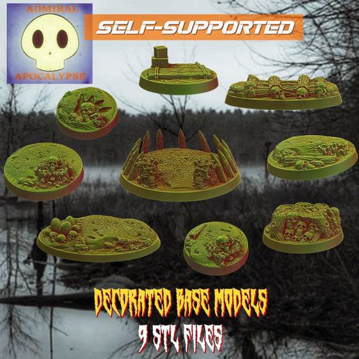 🎃 Swamp Base Set (9 Decorated Stl Files//6 different base sizes ...