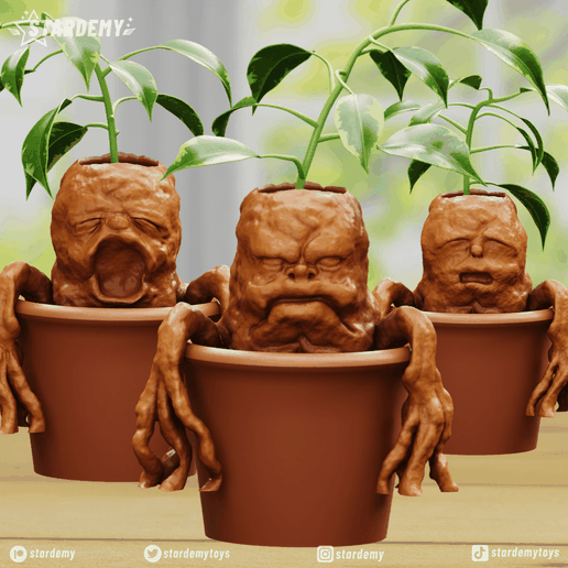 🪴 Mandrake Harry Potter Planter No Supports・ 3D File for 3D printing・Cults