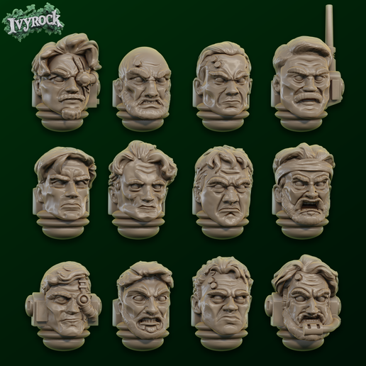 🪖 x12 Interspace Marine Heads | Pre-Supported・ 3D File for 3D printing ...