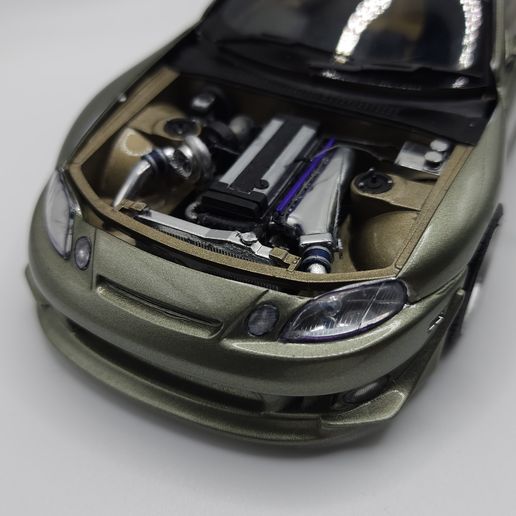 🚗 1/24 Toyota Soarer Engine w/ Bay Transkit Big Turbo 1JZ/2JZ 1/64 ...