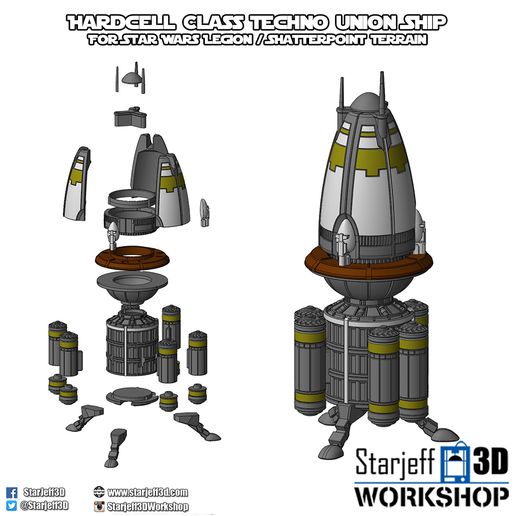 ⭐ Hardcell Class Techno Union Starship for Star Wars Legion ...