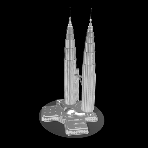 🏗️ PETRONAS TOWERS - SCALE 1:200・ STL File for ・Cults