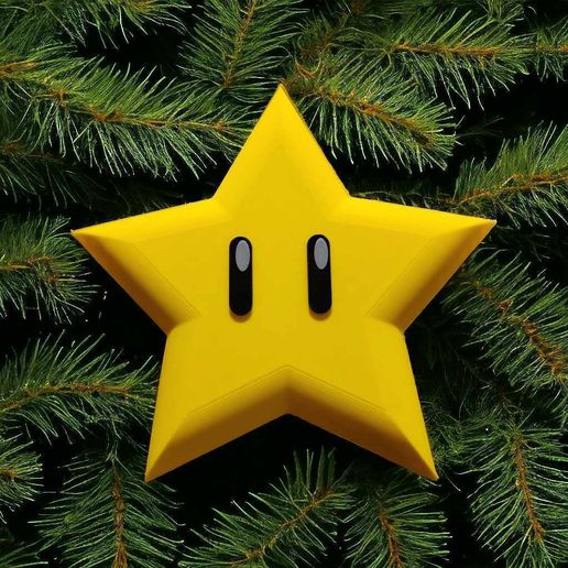 ⭐ Mario Star Christmas Tree Topper・ STL File for ・Cults