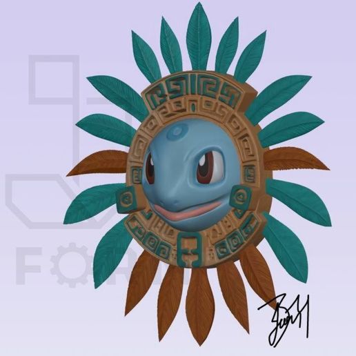 3D file Squirtle aztec mask 🐉 ・3D printing template to download・Cults