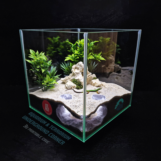 🦐 Aquarium & Terrarium Cave – Corner Reptile Hide, Shrimp Tunnel, Fish ...