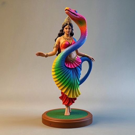 🎨 1280 Colorful Serpent Dancer with Female Head - Indian Minimalist ...