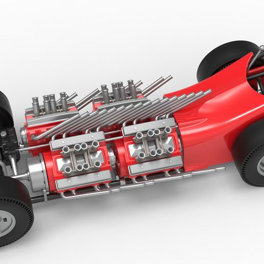 🚗 Vintage AWD Dragster Version 2 Scale 1:25・ 3D File for 3D printing・Cults