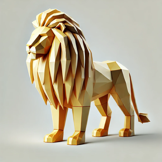 🦁 Low-Poly Lion Figurine・ STL File for 3D printing・Cults
