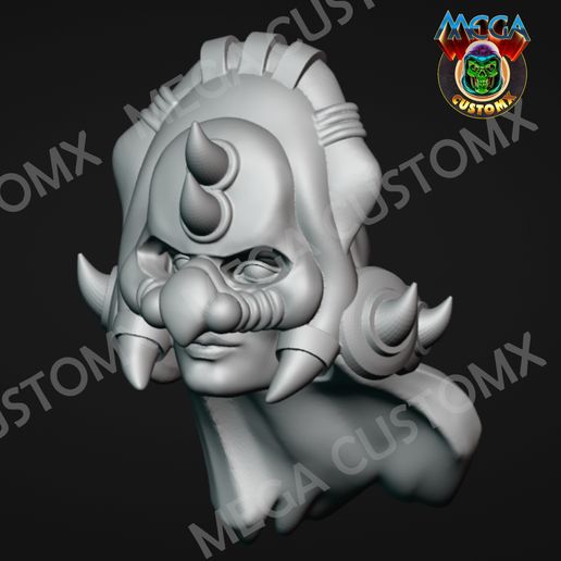 🦸 Sharella Helmeted Head for MOTU Origins・ 3D File for 3D printing・Cults