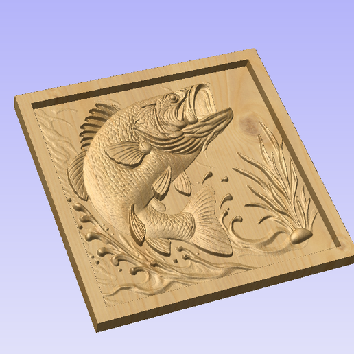 🐠 Jumping Bass Fish Relief STL – Dynamic CNC Carving File for Fishing ...