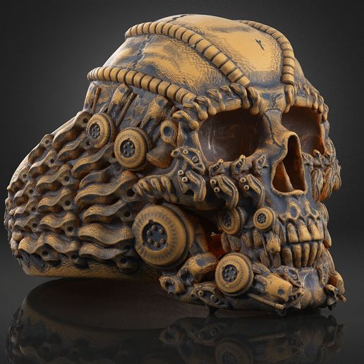 💀 skull ring biomechanical a01 (24)・ STL File for 3D printing・Cults