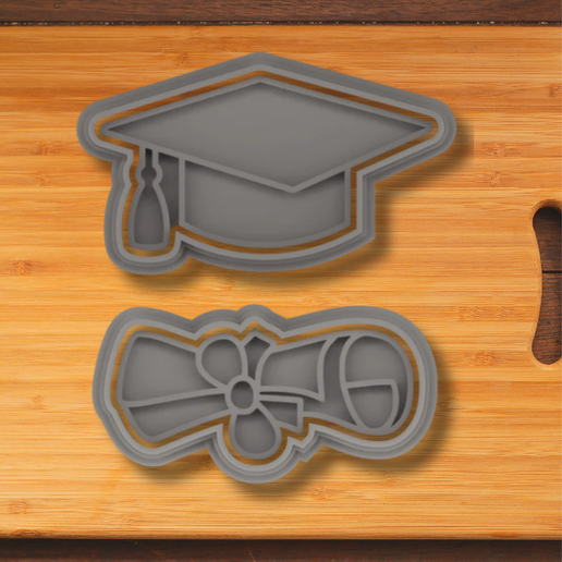 STL file COOKIE CUTTER graduation set of 2 🍪 ・3D printing design to ...