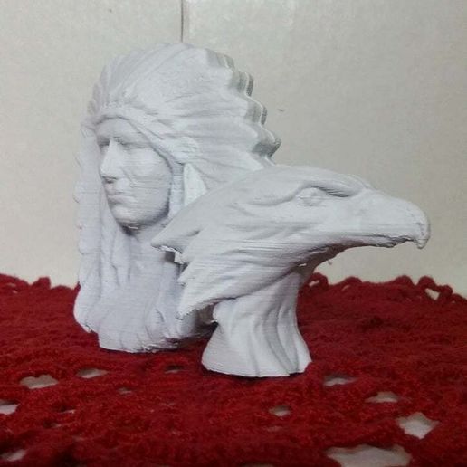 🦅 Indian Chief with Eagle・Free STL File for ・Cults