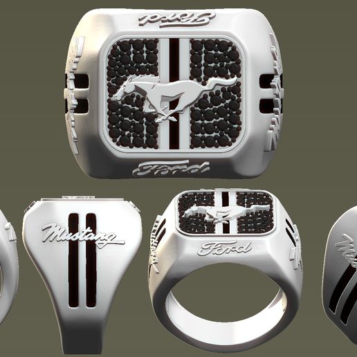 STL file Diamond Ford Mustang Ring 💎 (OBJ)・Template to download and 3D ...