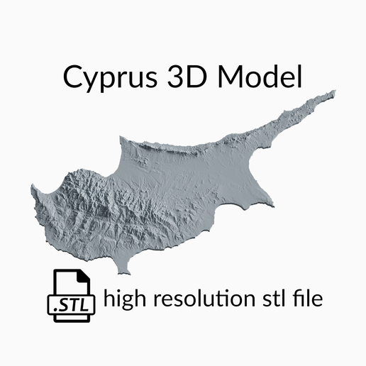 🇨🇾 Cyprus Topographic Map - 3D Terrain Elevation - Relief 3D Map of ...