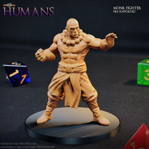 Archivo STL Human Monk Fighter 1B Miniature - Pre-Supported 🦸 ・Plan ...