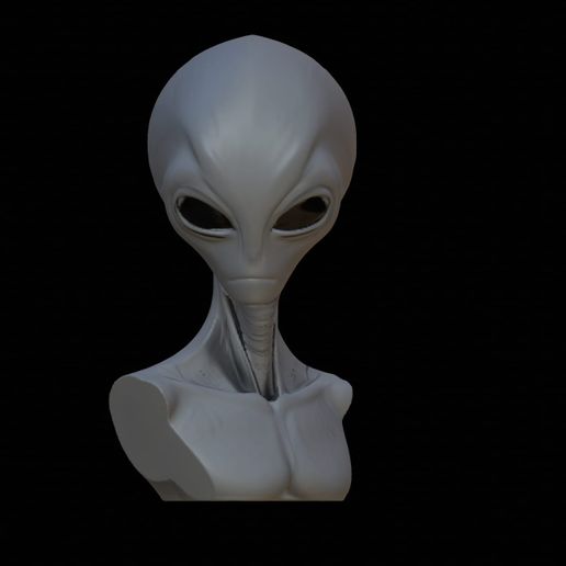 👽 Grey Alien Bust・ STL File for 3D printing・Cults