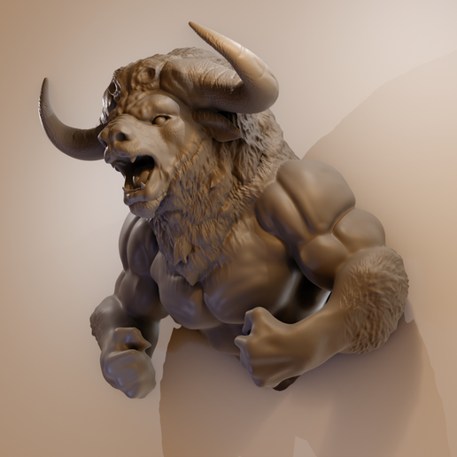 🐂 minotaur bull head wall mount arms out roaring stl・ STL File for 3D printing・Cults