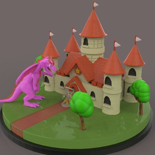 🏰 Medieval Castle and Dragon・ STL File for 3D printing・Cults