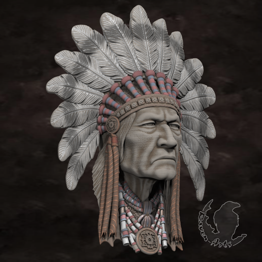 🎨 INDIAN CHIEF WALL ART & MASKS・ STL File for 3D printing・Cults
