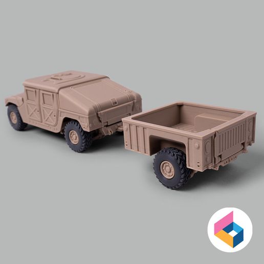 🚐 Humvee trailer - Foldable design・ STL File for 3D printing・Cults