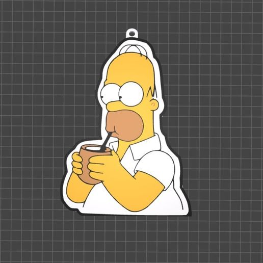🍹 Homer Drinking Mate Keychain・ 3MF File for 3D printing・Cults