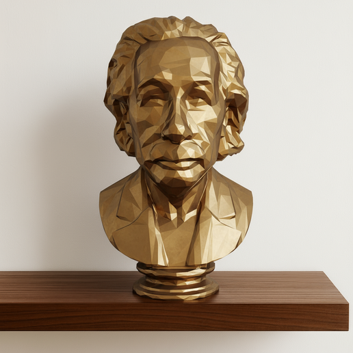 👤 Albert Einstein Busto Low Poly Físico Alemán Teoría de la Relatividad ...