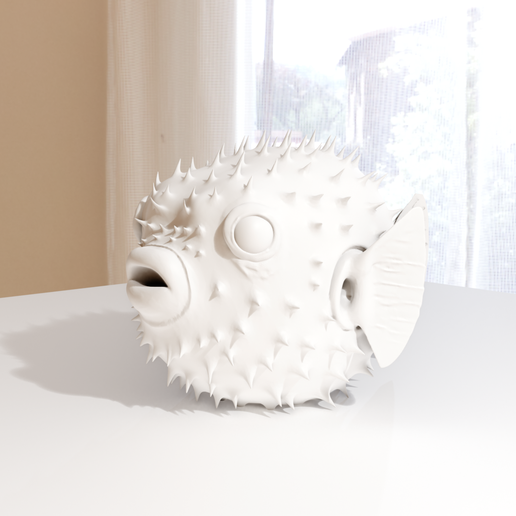 STL file puffer fish mouth open stl 🐠 ・Model to download and 3D print・Cults
