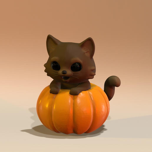 🐱 Cat in pumpkin・Free STL File for 3D printing・Cults