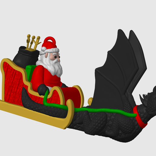 STL file Dragon Sleigh Christmas Ornament 🐉 (3MF)・Design to download ...