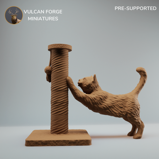 3D file Cute cat stretching on Scratching post - pre supported 🐱 ・3D ...