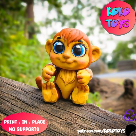 🐒 CUTE FLEXY LITTLE ARTICULATED MONKEY PRINT-IN-PLACE・ STL File for 3D ...